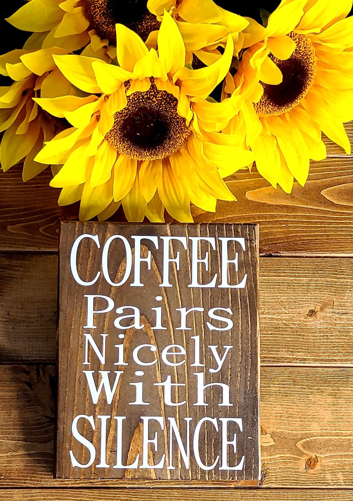 Coffee Pairs Nicely With Silence Rustic Wooden Sign: Coffee Bar Decor ...