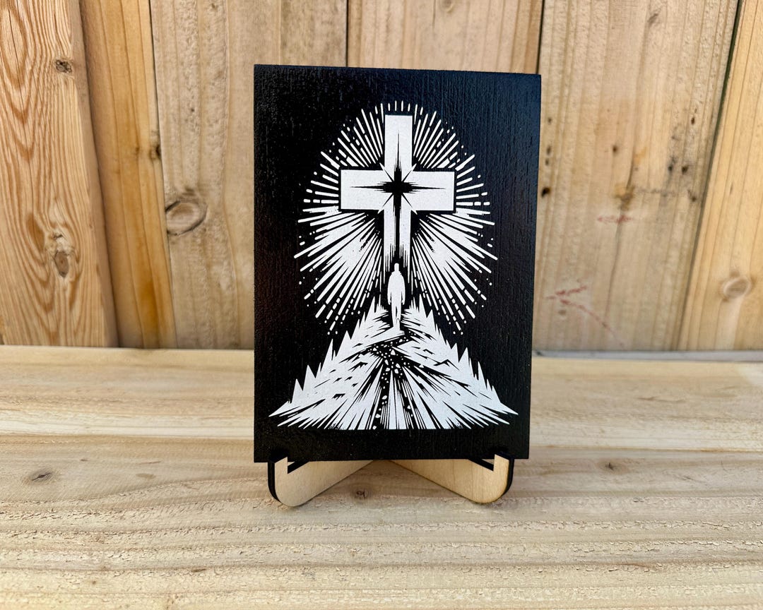 Christian Wooden Sign: Laser Engraved Cross - Religious Home Decor - Etsy