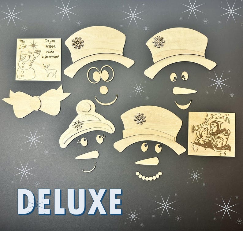 Laser Cut Snowman Faces: DIY Winter Crafts & Holiday Decor - Etsy