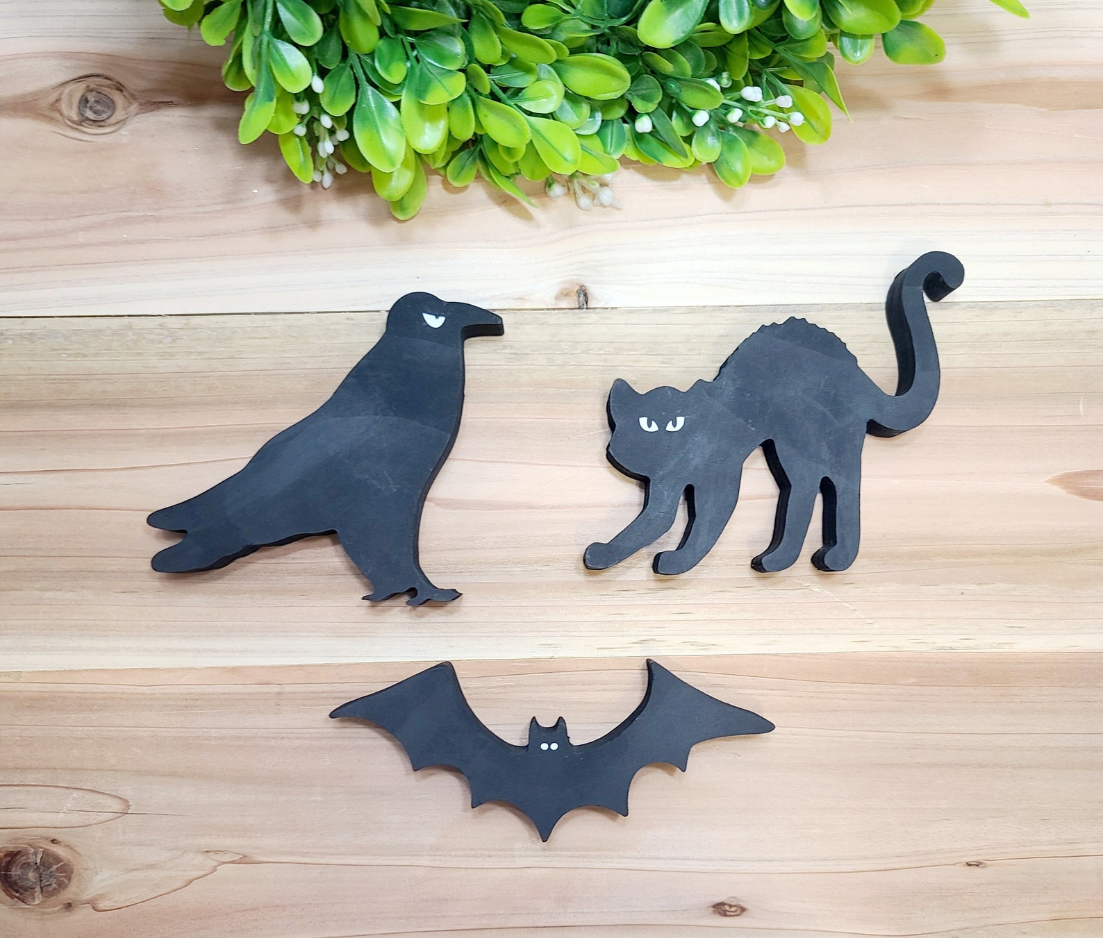 Halloween Silhouette: Black Cat, Crow, Bat Tiered Tray Decor - Etsy