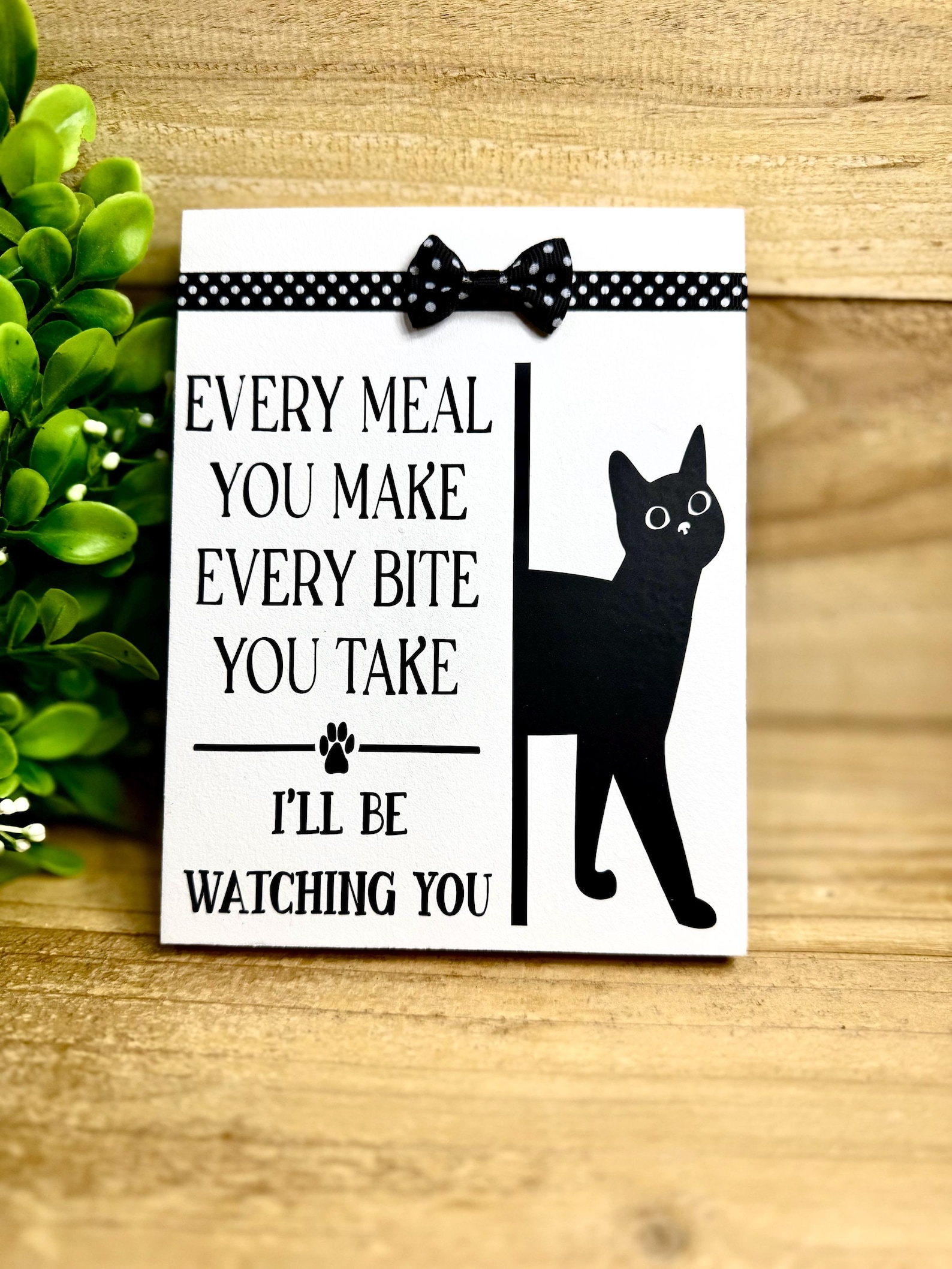 Funny Cat Kitchen Sign: Black Cat Silhouette With Polka Dot Ribbon - Etsy