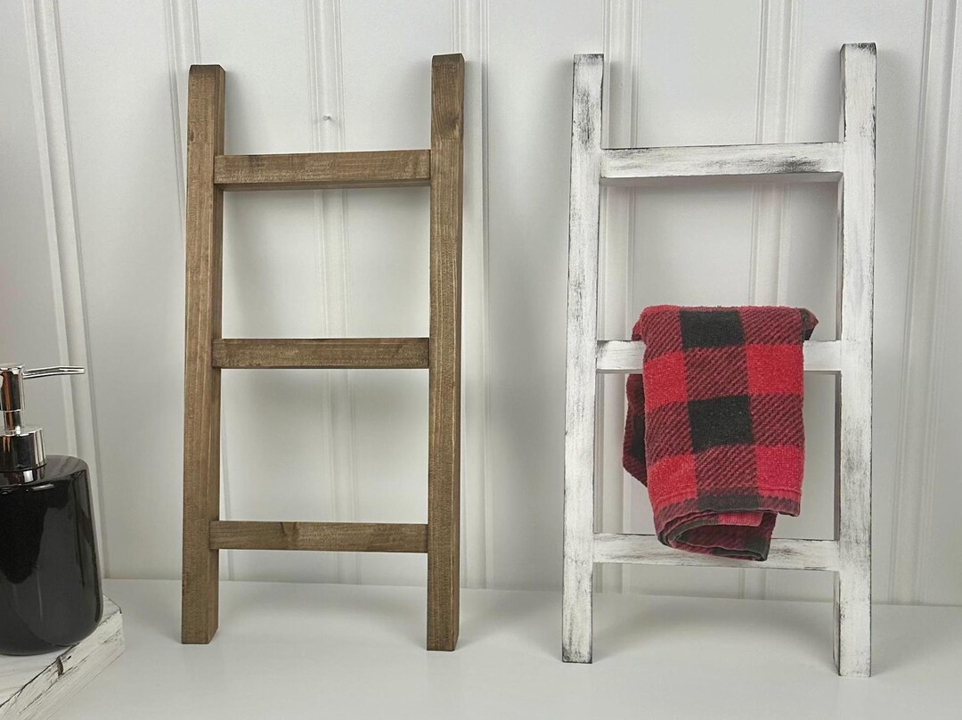 Rustic Wooden Tea Towel Ladder – Farmhouse Kitchen Decor, Handcrafted ...