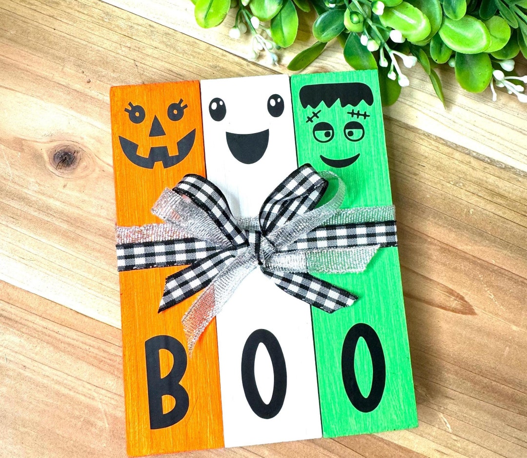 Ghost, Pumpkin, and Frankenstein-halloween Decor, Fall Tiered Traydecor ...