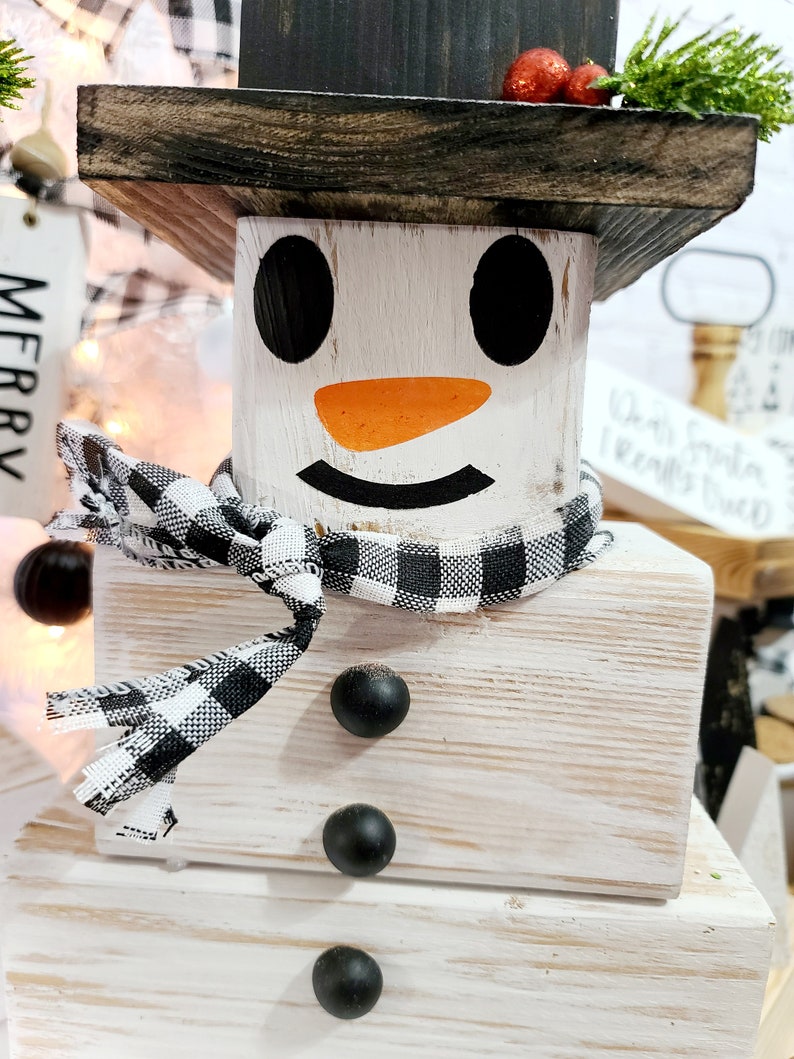 Two Oclock Woodworks Wooden Farmhouse Snowman - Etsy