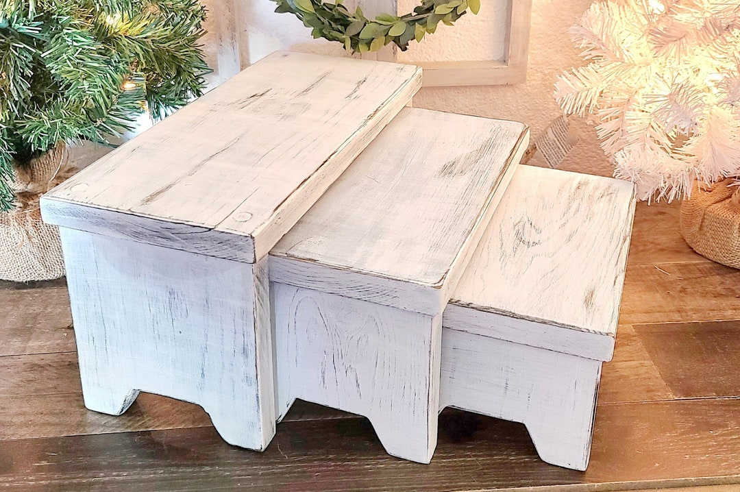 Wooden Nesting Display Risers, Rustic Riser, Distressed Plank Riser ...