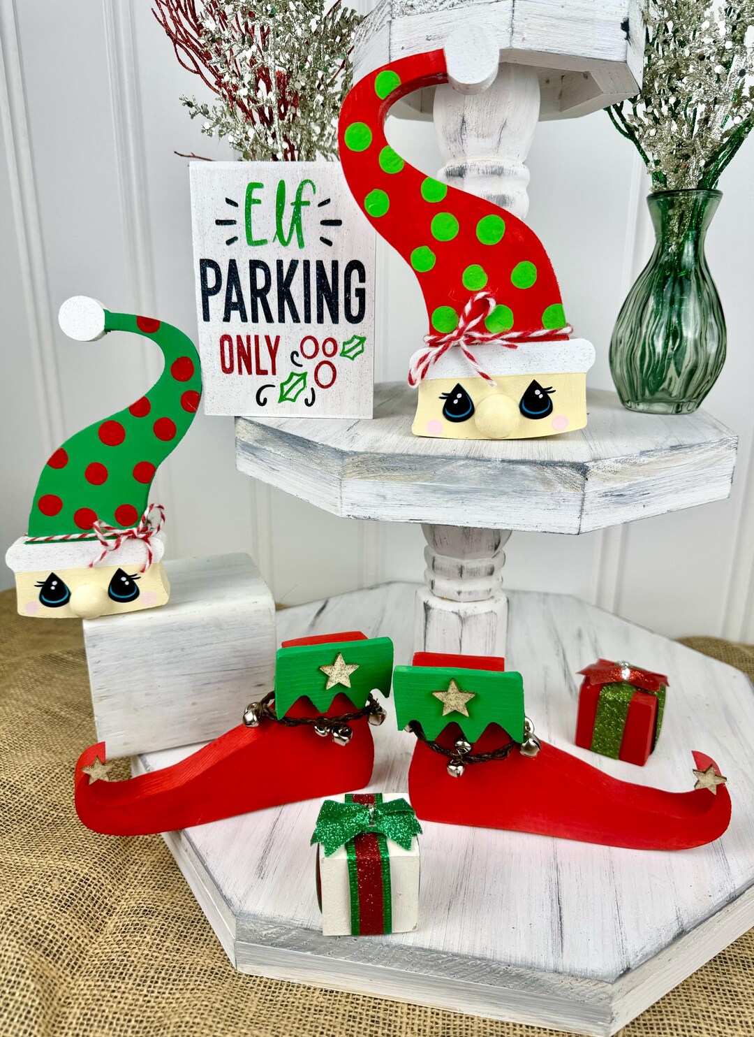 Elf Tiered Tray, Christmas Decor - Etsy