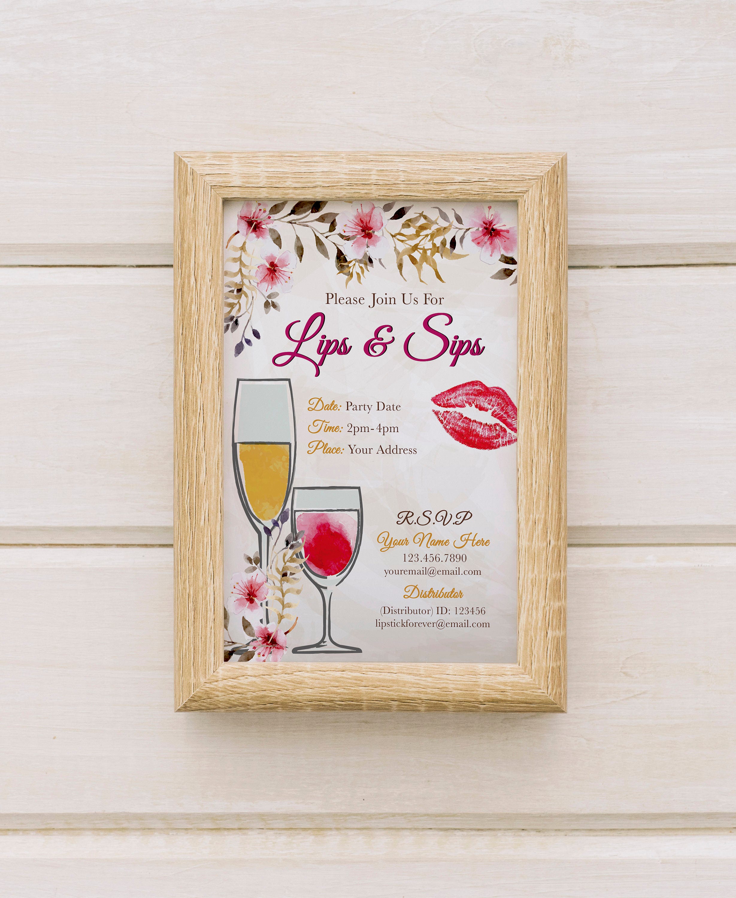 Printable Lip and Sips Party Invitation | Lipsense Printable Invitation ...