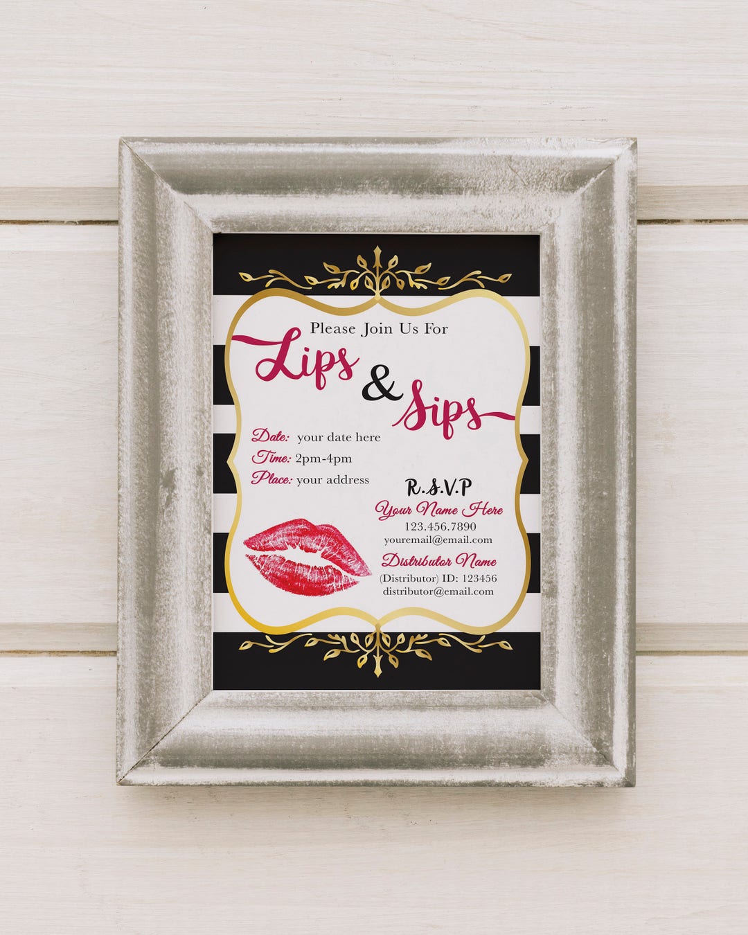 Printable Lip and Sips Party Invitation Lipsense Printable Invitation ...