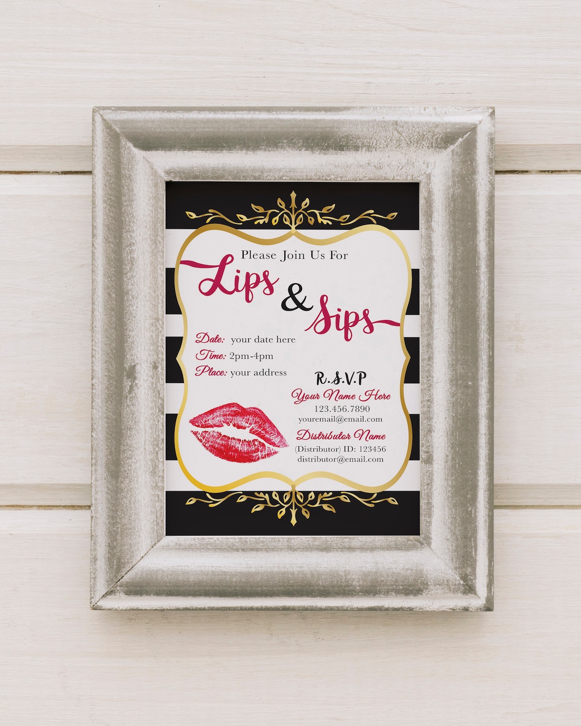 Printable Lip and Sips Party Invitation Lipsense Printable Invitation ...
