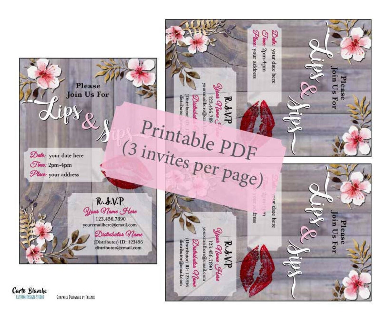 Printable Lip and Sips Party Invitation | Lipsense Printable Invitation ...