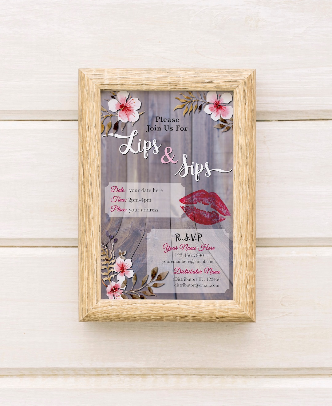 Printable Lip and Sips Party Invitation | Lipsense Printable Invitation ...