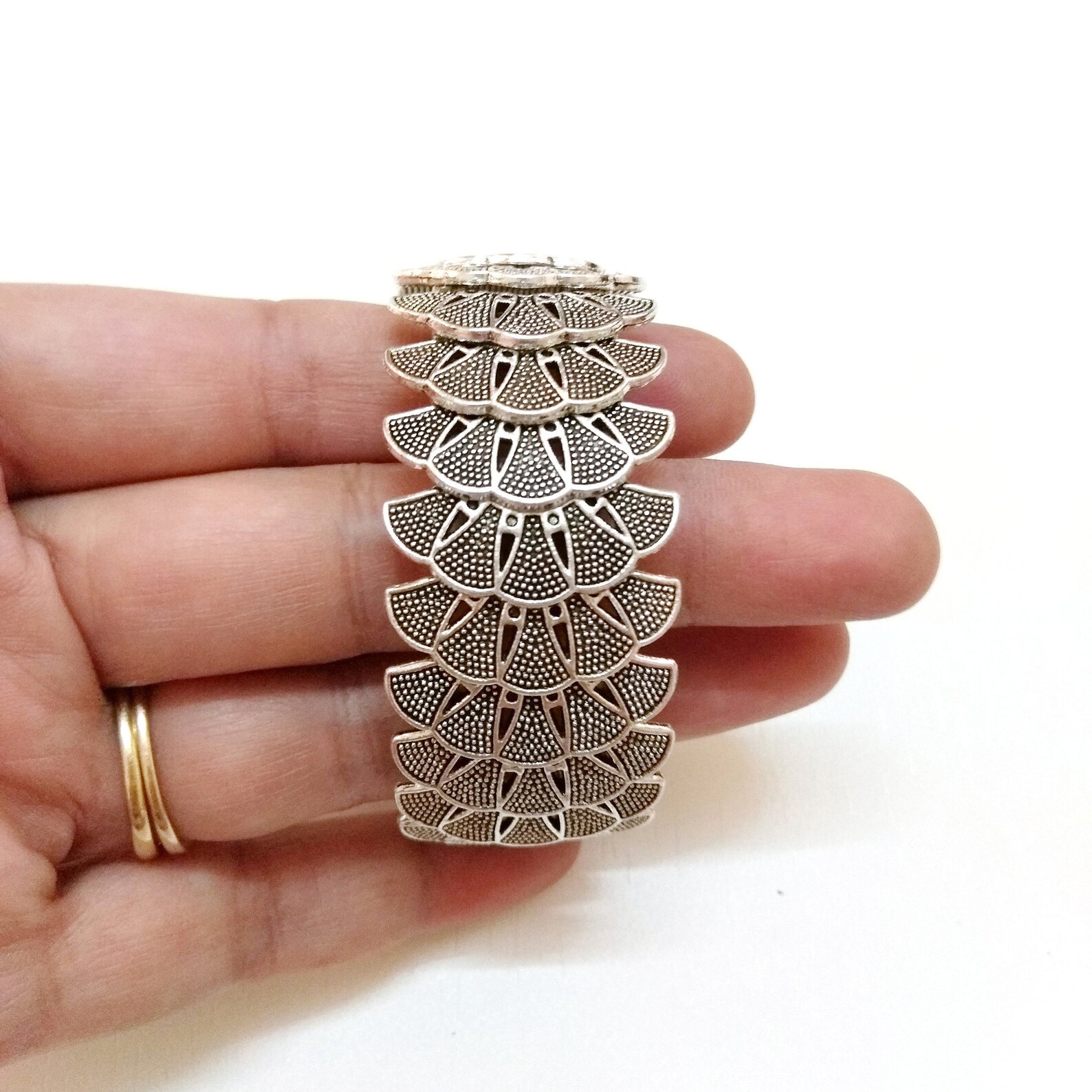 Wide Silver Cuff Braceletadjustable Stretch Wrap - Etsy