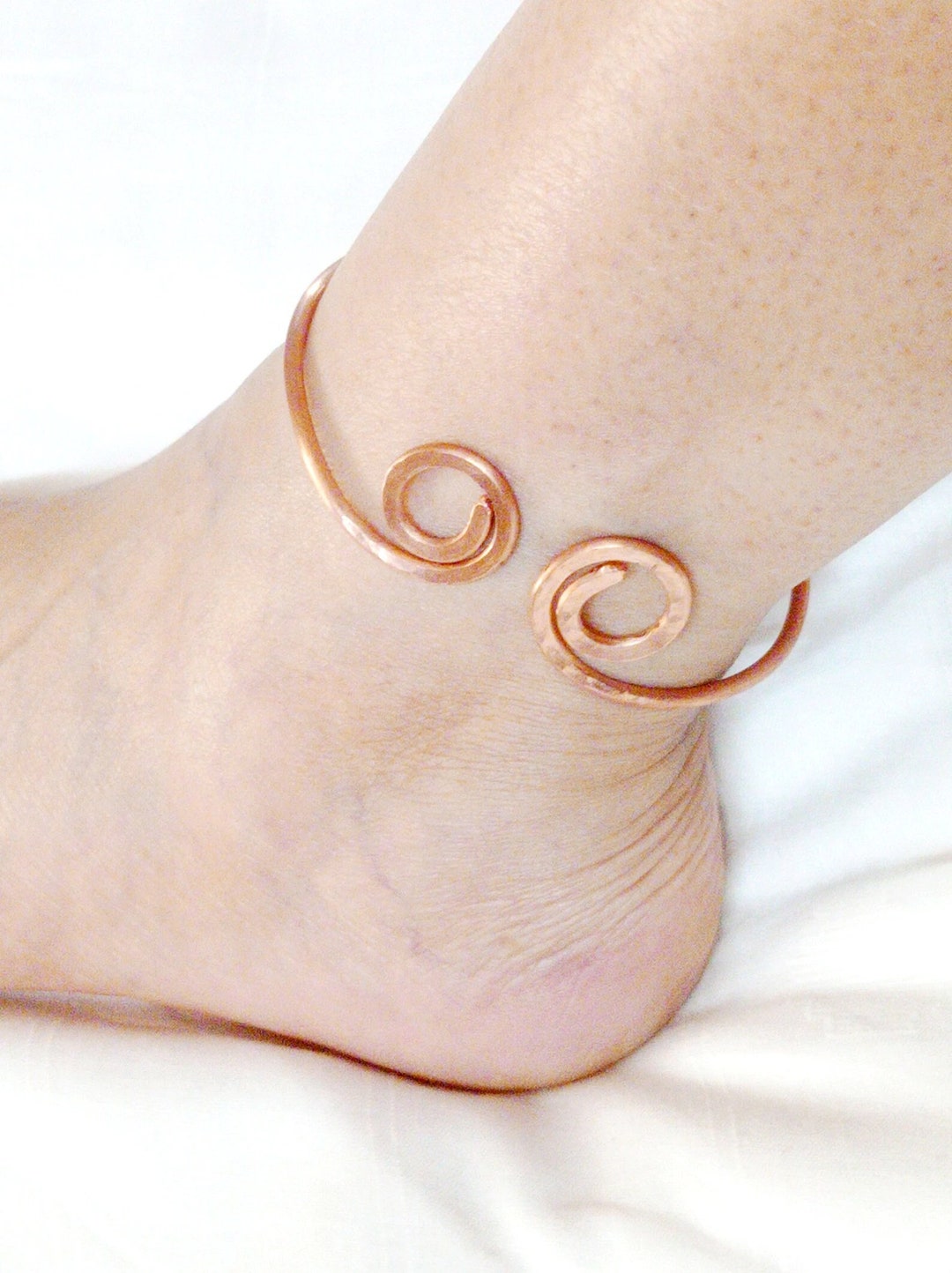 Ankle Bangle,ankle Cuff,bangle Anklet,copper Anklet,swirl Anklet,copper ...