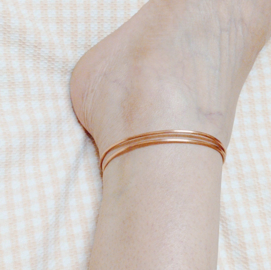 Pair Copper Ankle Bangle,thin Ankle Cuff,copper Anklet Cuff,foot Bangle ...
