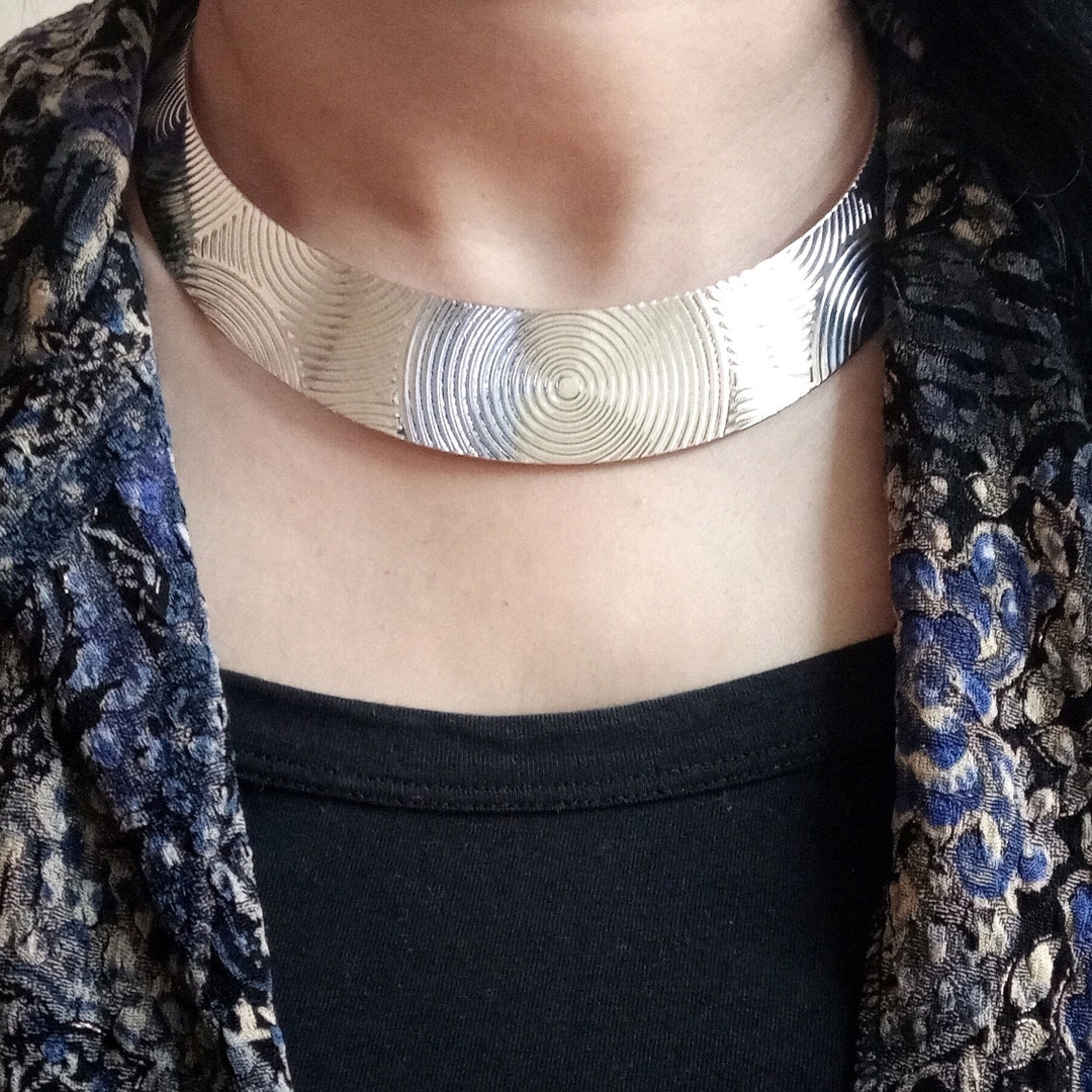 Silver Neck Cuff,wide Statement Necklace,thick Metal Choker,large Bold ...