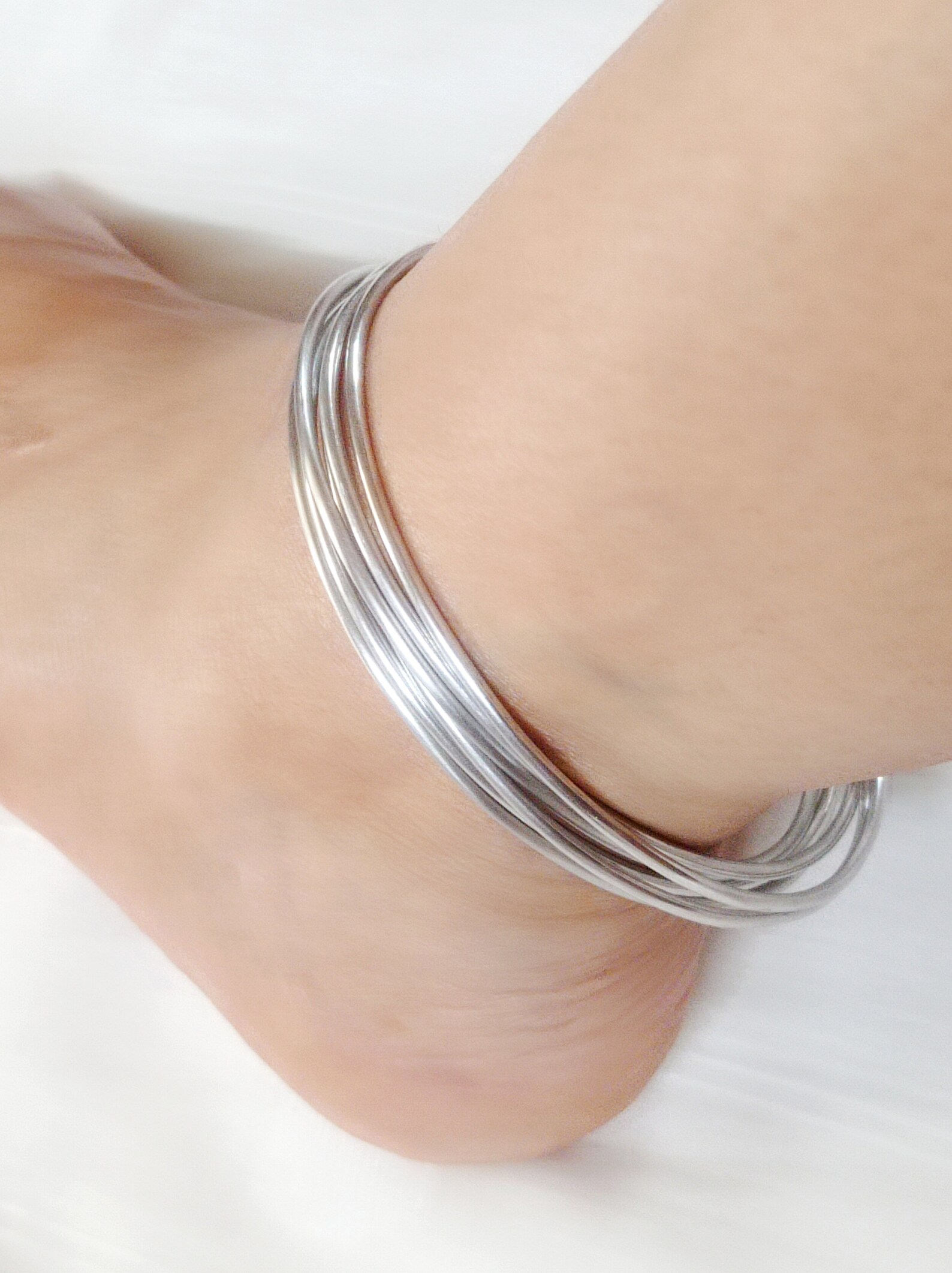 Pair Silver Bangle Anklet,adjustable Ankle Bangle,anklet Cuff Bangle ...