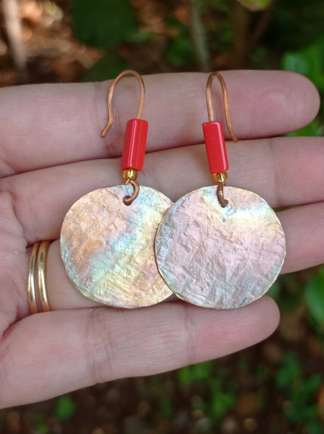 Metal Work Earringsrustic Texturegift for Hergift for - Etsy