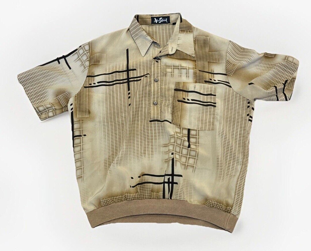 Vintage 90s Alan Stuart Brown All Over Print Large Button up Sweater ...