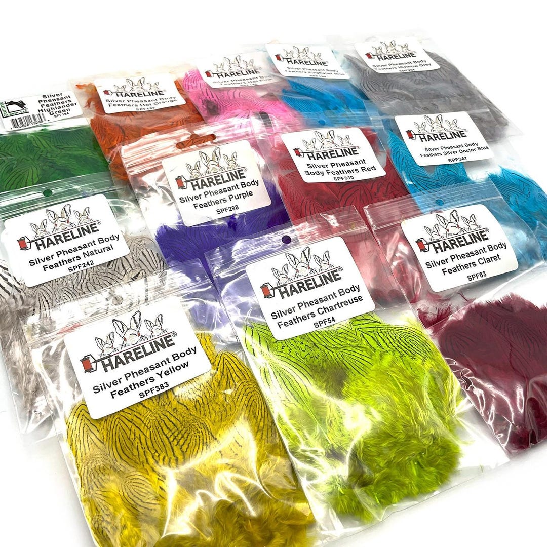 Silver Pheasant Body Feathers - Hareline Fly Tying Cheeks Collars ...