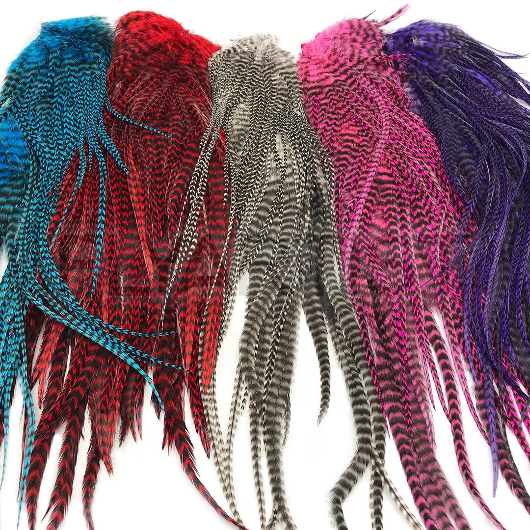 Dyed Grizzly Hackle Feathers: Fly Tying, Hair Extensions, Jewelry ...