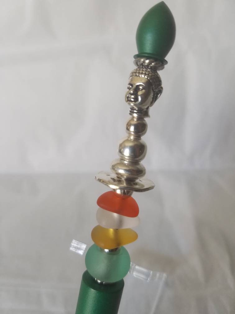 Pen Slayer Beaded Pen/ Buddha and Sea Glass - Etsy