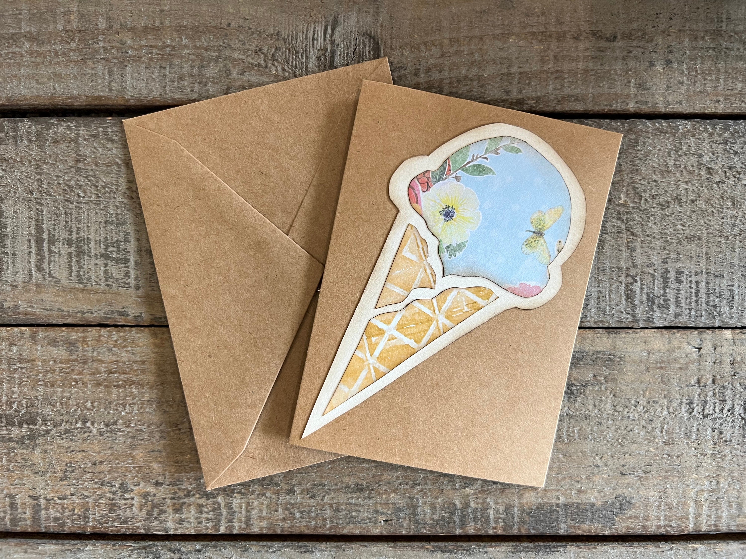 Ice Cream Cards Ice Cream Cone Cards Set of 5 With - Etsy