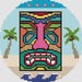 THREE Tiki Ornament Needlepoint Patterns, Tropical Tikis, Round, Square ...