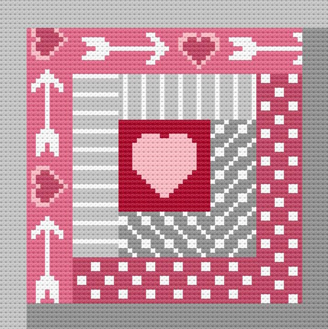 Log Cabin Valentine Needlepoint Pattern, 18 Mesh, Valentine's Day ...