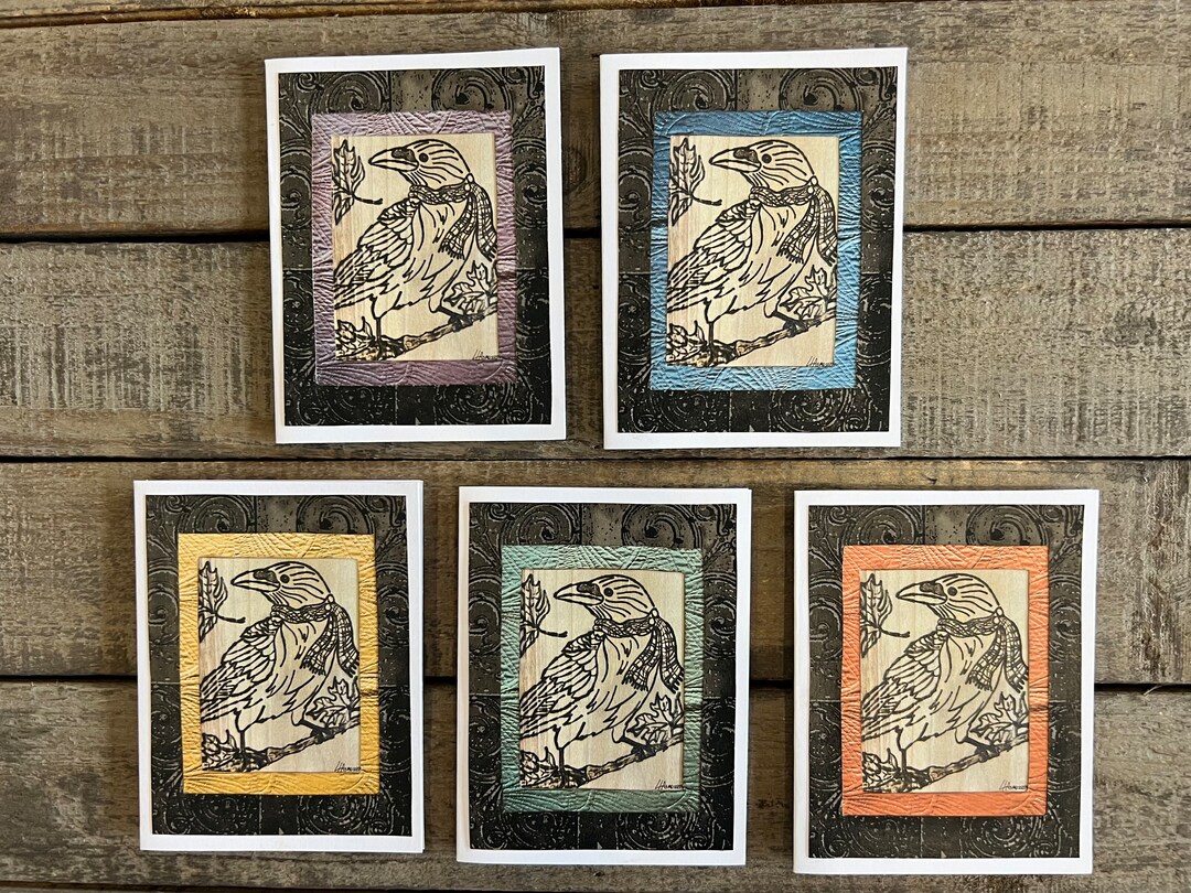 Crow Cards, Hand Cut Paper, Handmade, Crow Cards, Crow Notecards, Set ...