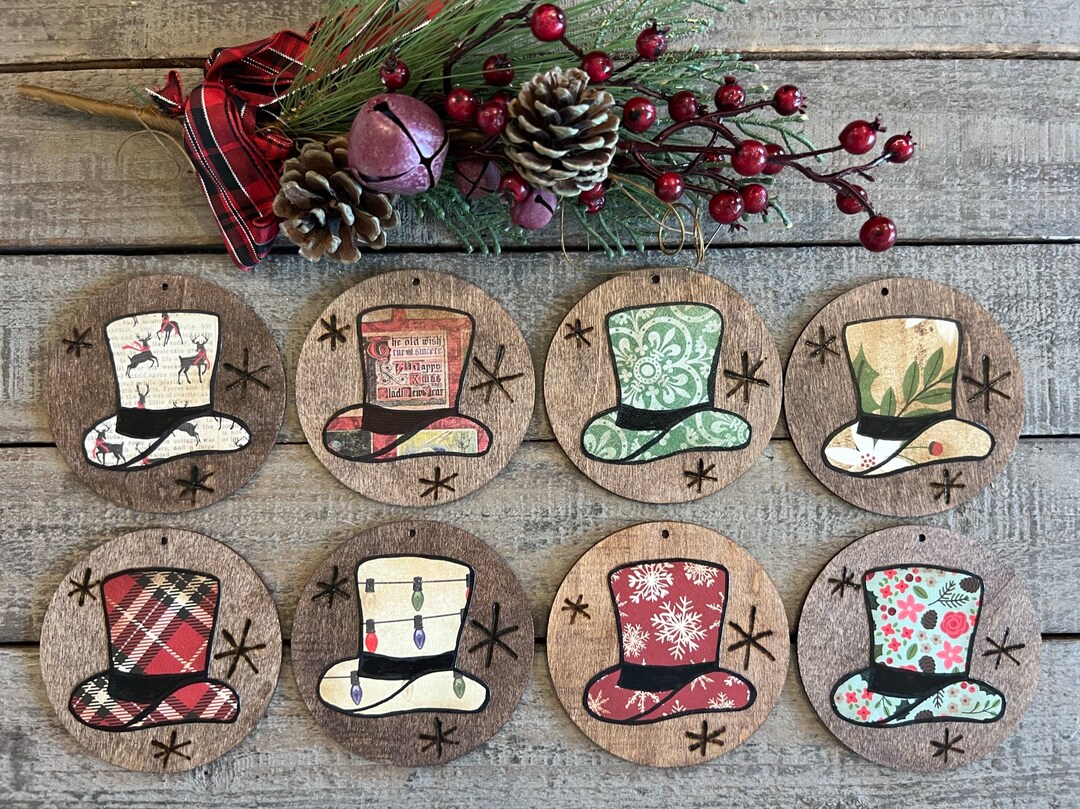 Scrooge Hat Christmas Ornaments, Top Hat Ornament, Snowman Hat ...