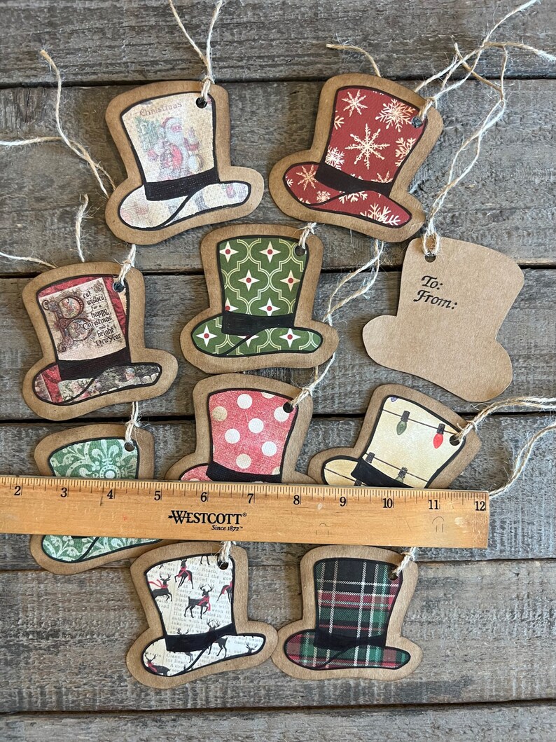 Scrooge Hat Gift Tags, Bah Humbug Hat Tags, Snowman, Hat Tags, Charles ...