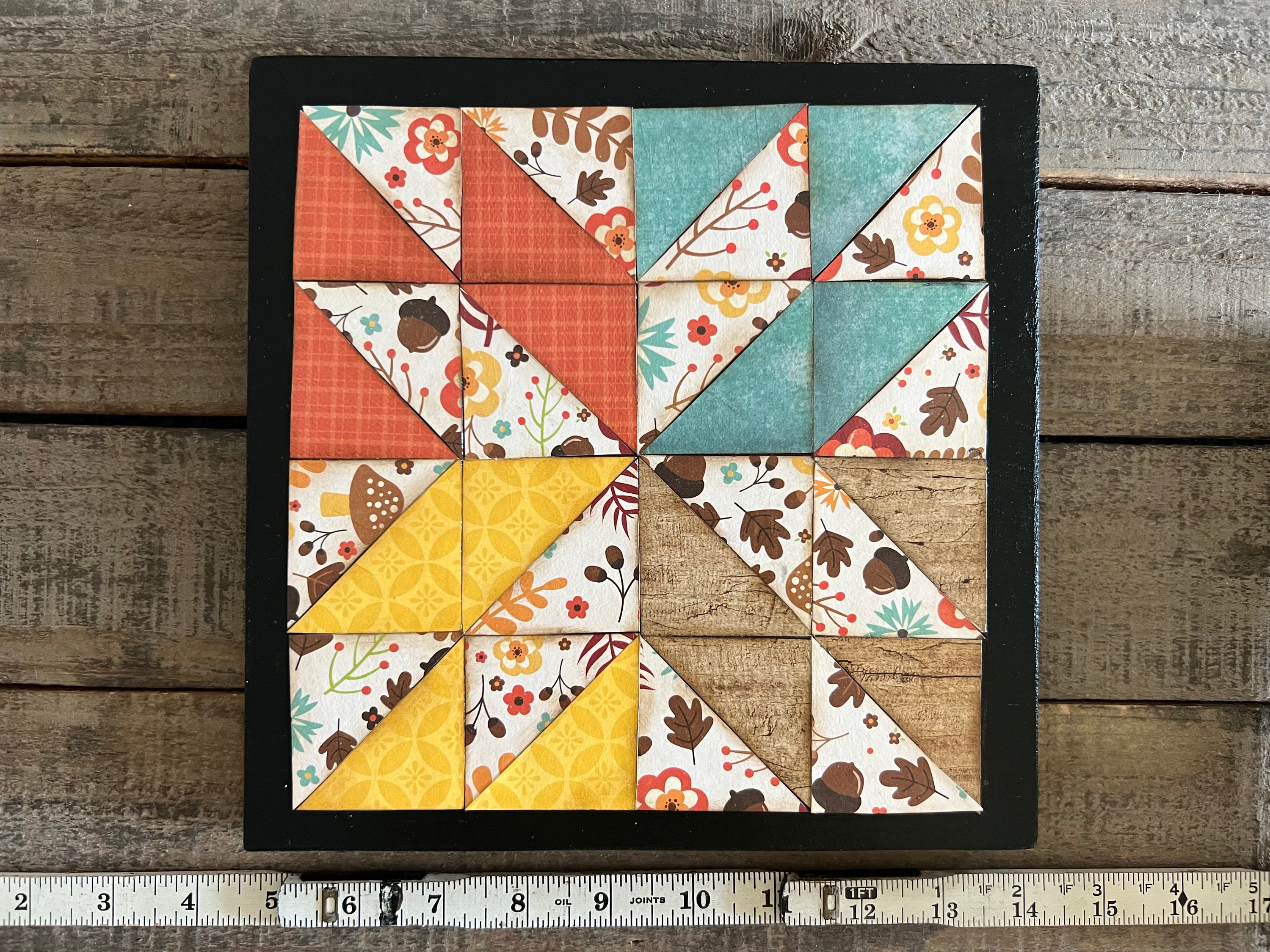 Fall Paper Quilt Block, Shelf Sitter, Handmade, Autumn Decoration, Hand ...