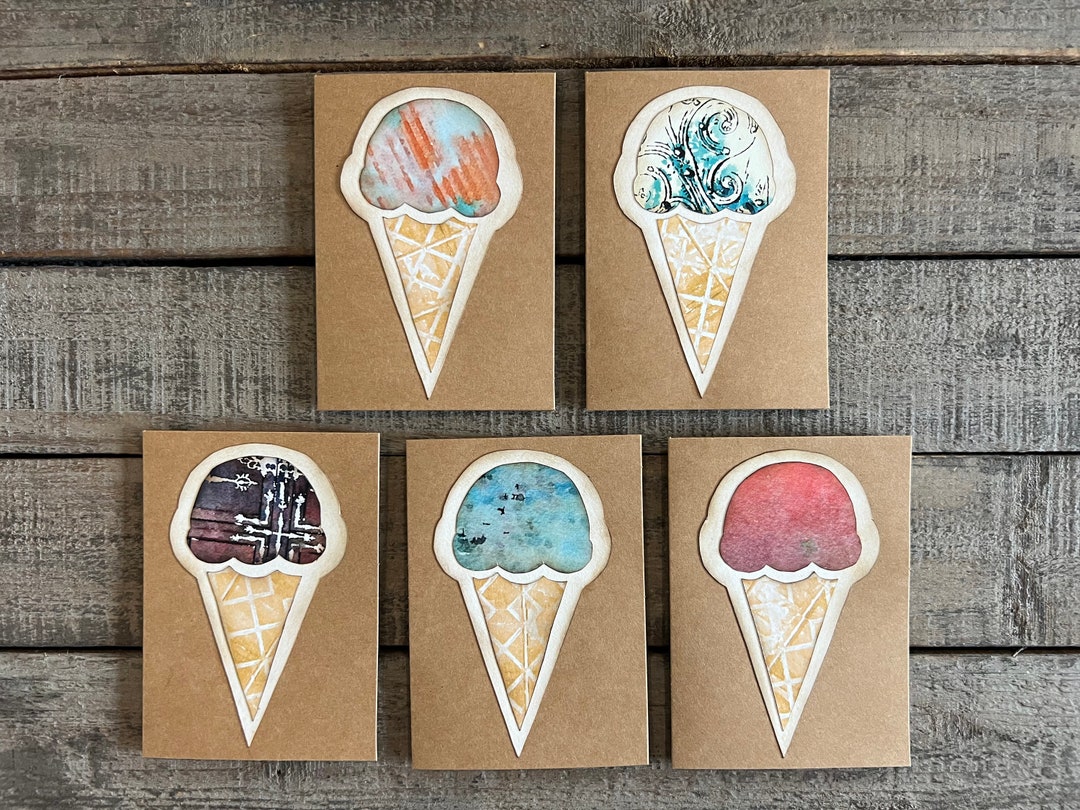 Ice Cream Cone Cards Ice Cream Notecards Ice Cream Treat Cards