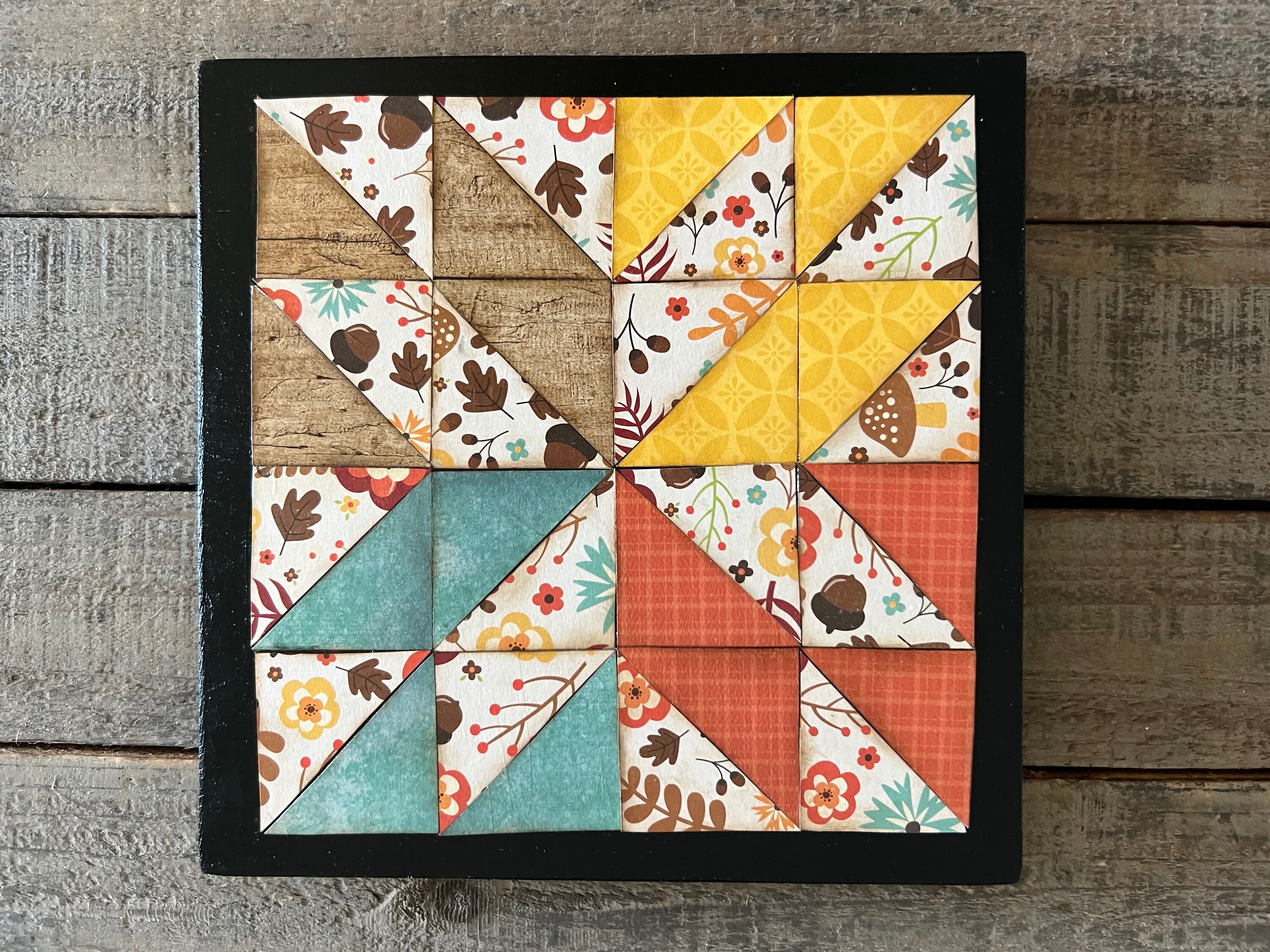 Fall Paper Quilt Block, Shelf Sitter, Handmade, Autumn Decoration, Hand ...