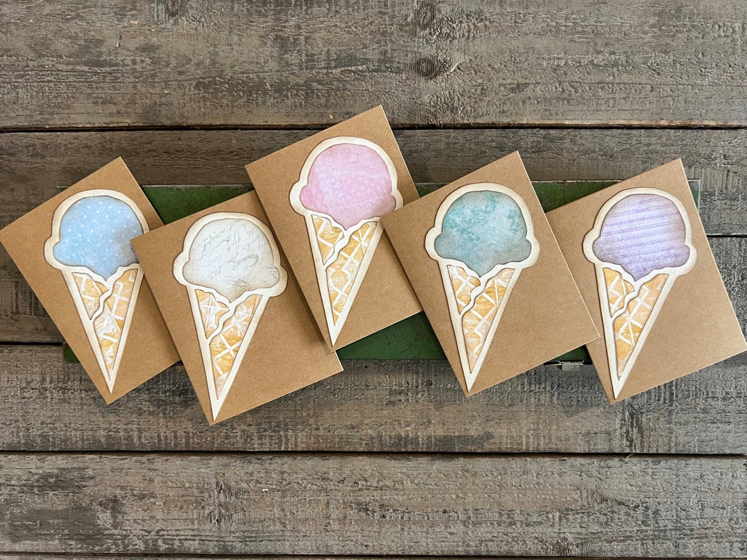 Ice Cream Cones Ice Cream Cone Notecards Ice Cream Treat Cards Ice