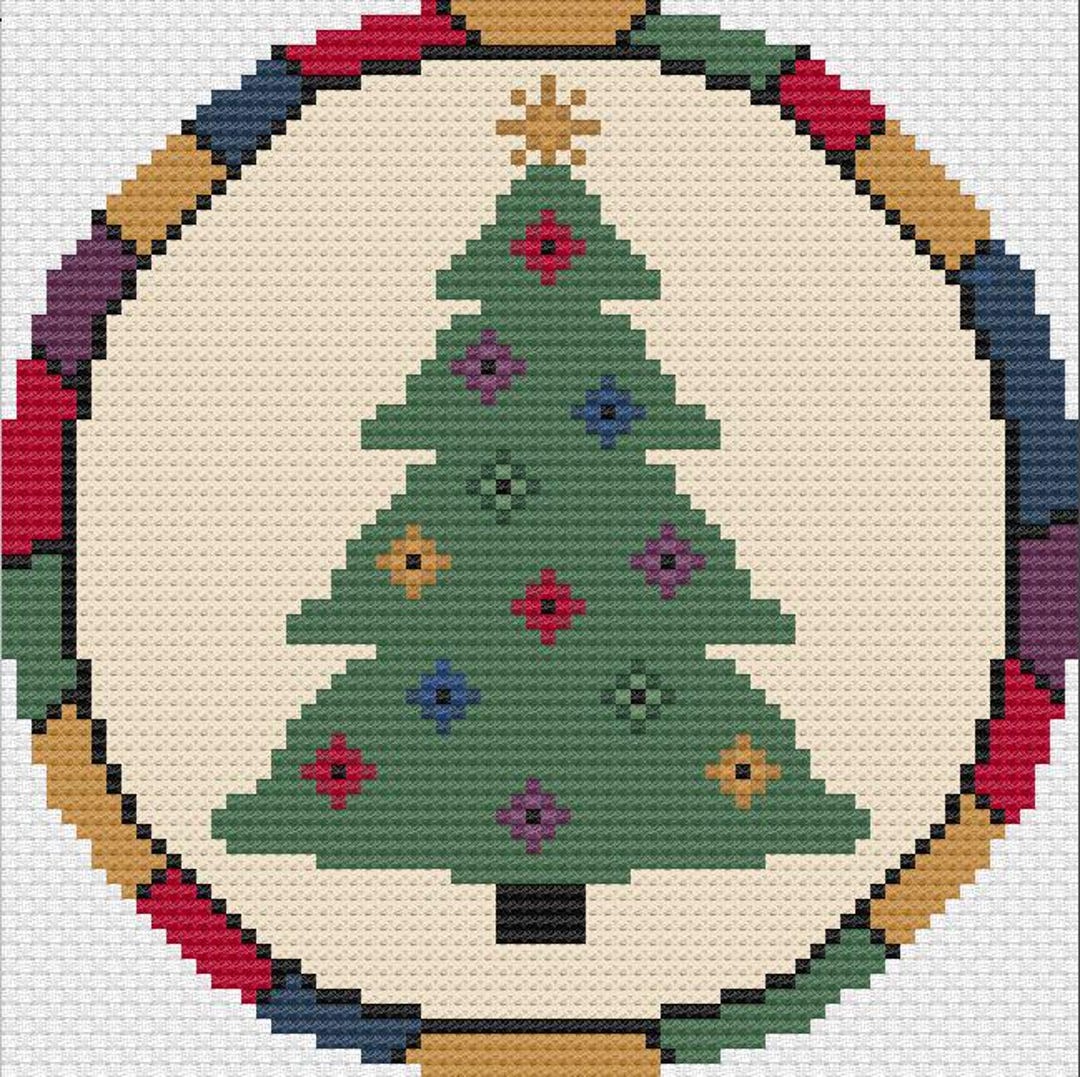 Christmas Tree Needlepoint Pattern, Holiday Needlepoint, Stained Glass ...