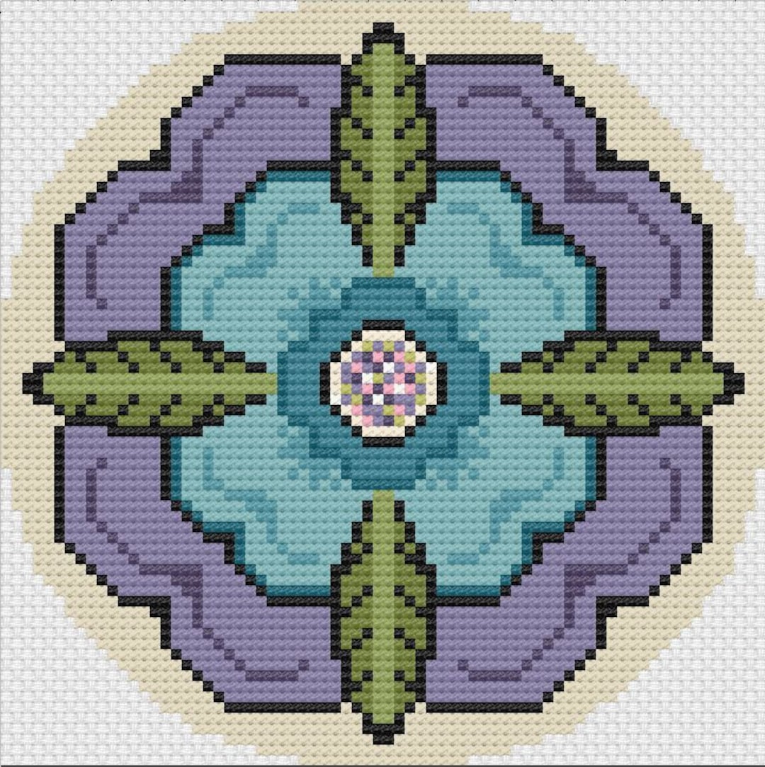 Purple Floral Needlepoint Pattern, Cute Flower Needlepoint Chart ...