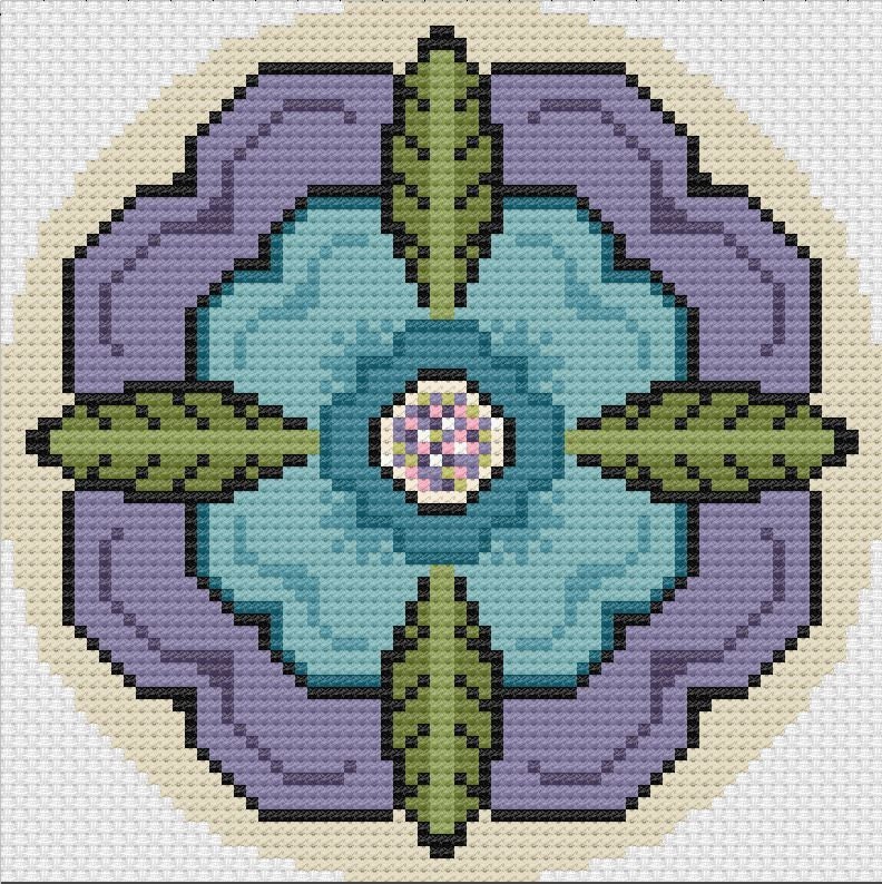 Purple Floral Needlepoint Pattern, Cute Flower Needlepoint Chart ...