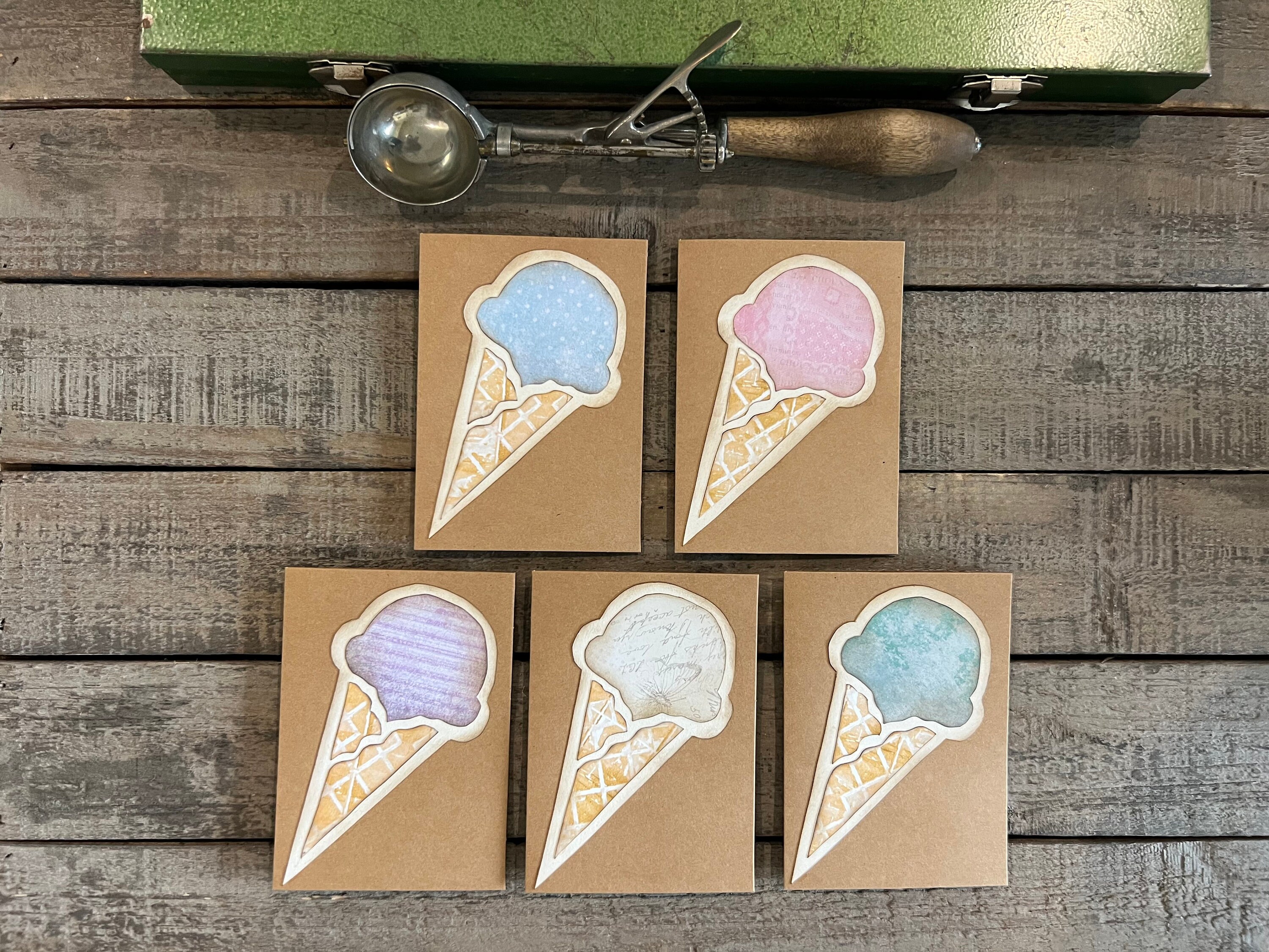Ice Cream Cones Ice Cream Cone Notecards Ice Cream Treat Etsy