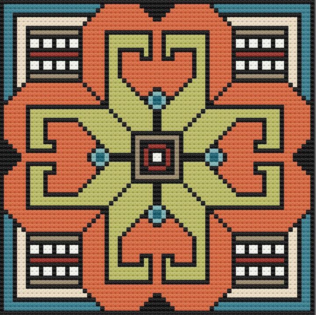 Geometric Floral Needlepoint Pattern, Original Design, Fun Geometric ...