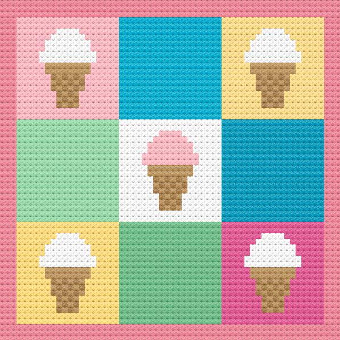 Ice Cream Cone Needlepoint Pattern, 18 Mesh, Fun, Graphic Ice Cream ...