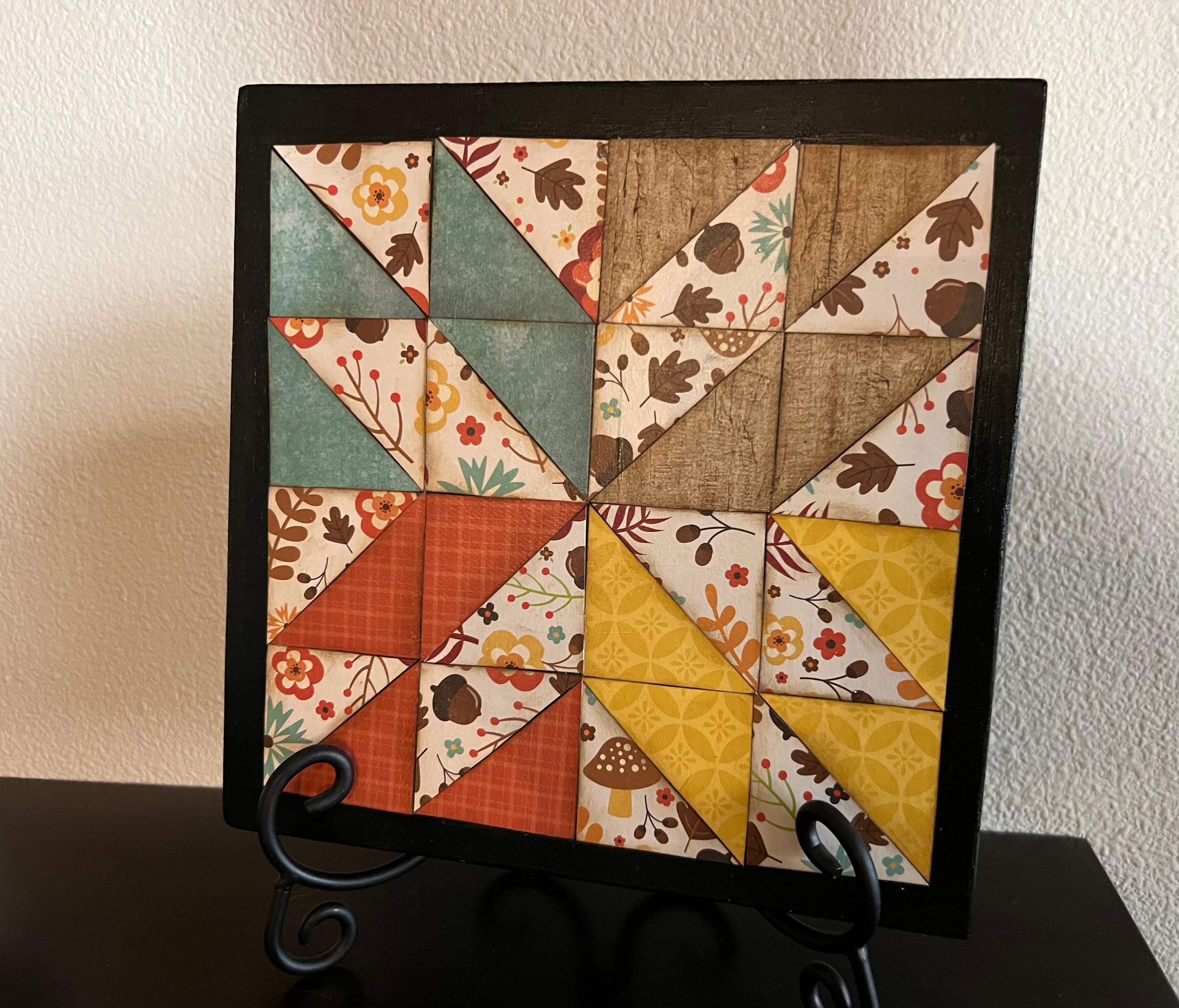 Fall Paper Quilt Block, Shelf Sitter, Handmade, Autumn Decoration, Hand ...