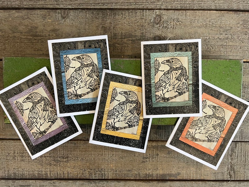 Crow Cards, Hand Cut Paper, Handmade, Crow Cards, Crow Notecards, Set ...