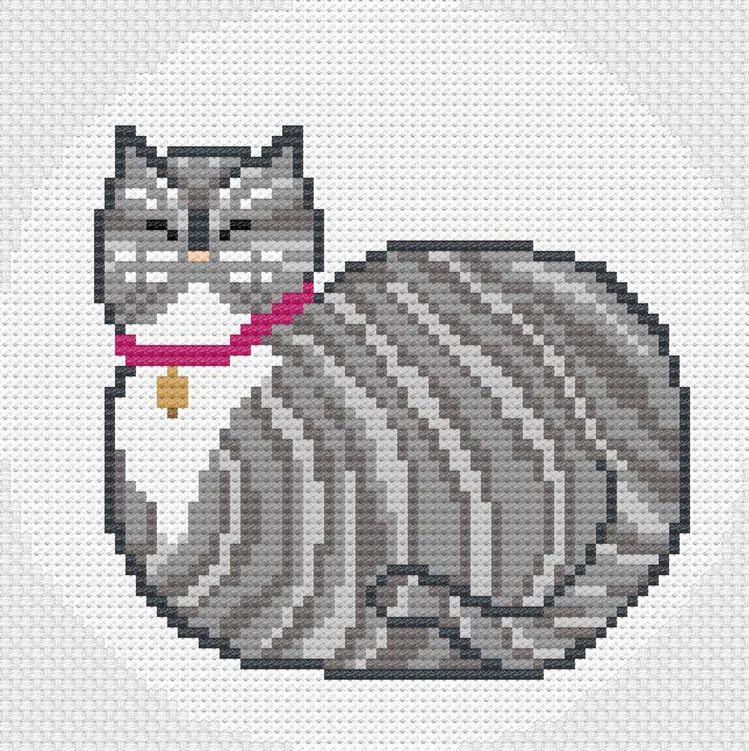 Gray Tabby Cat Needlepoint Pattern, Cat Needlepoint, Tabby Cat, Gray ...