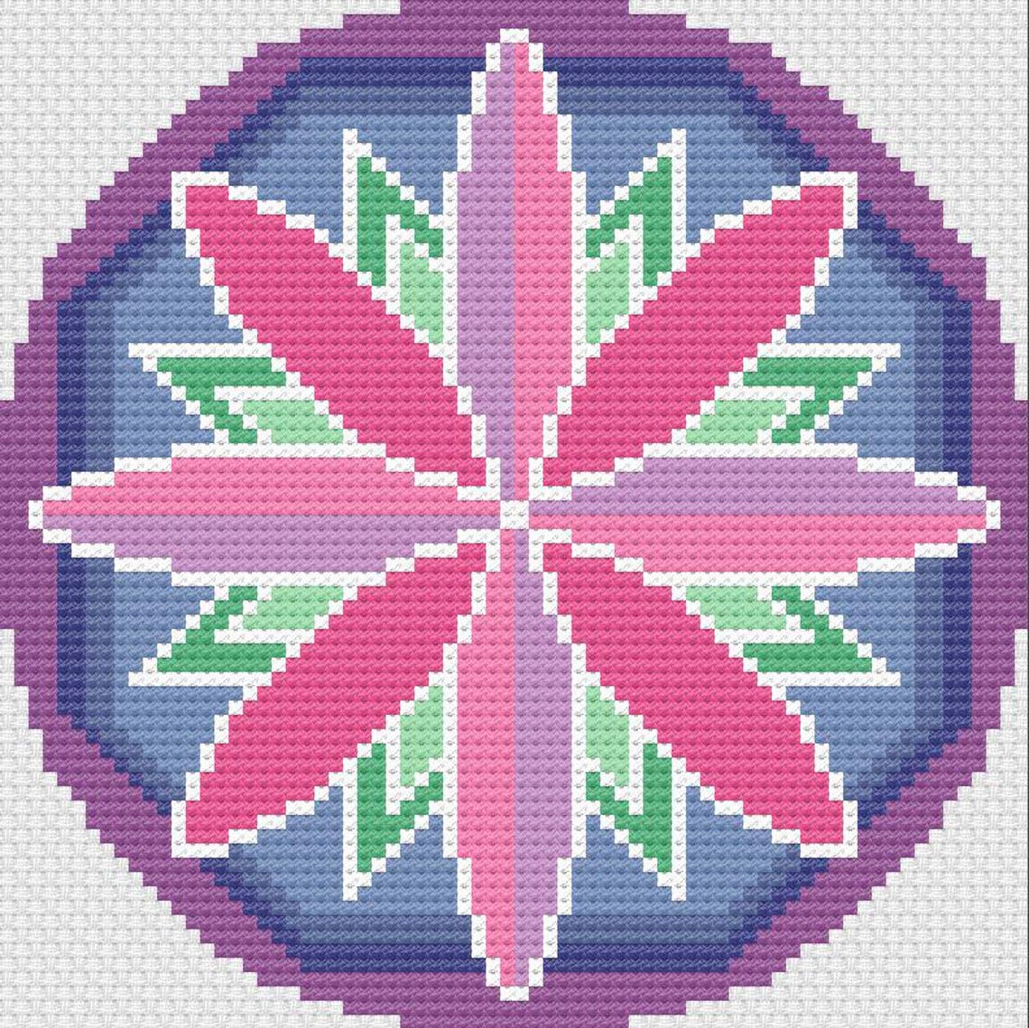 Pretty Pastel Daisy Needlepoint Pattern, Flower Pattern, Folk Flower ...