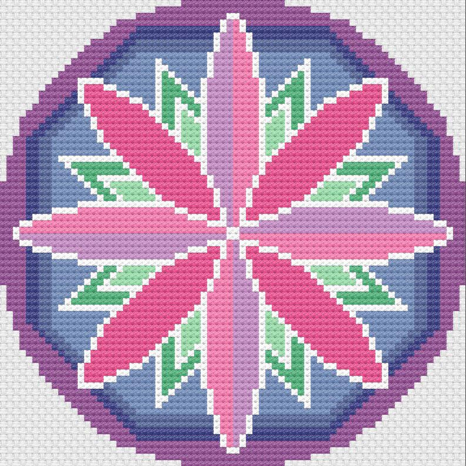Pretty Pastel Daisy Needlepoint Pattern, Flower Pattern, Folk Flower ...