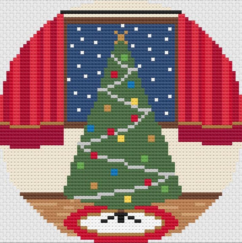 Christmas Tree Needlepoint Pattern, Christmas Eve Needlepoint, Snowy ...