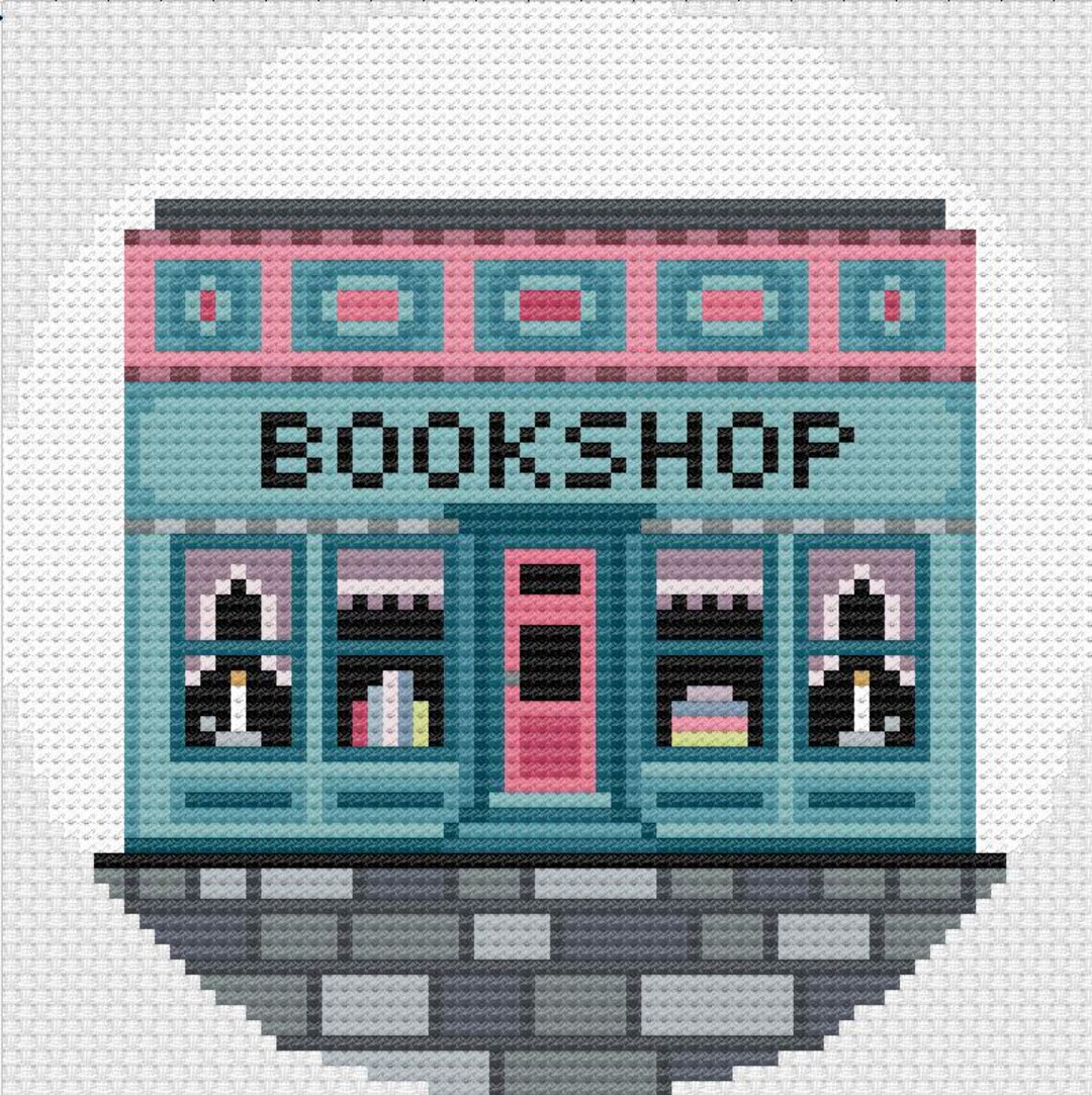 Bookshop Needlepoint Pattern, Fun Pastel, Vintage Style, Bookstore ...