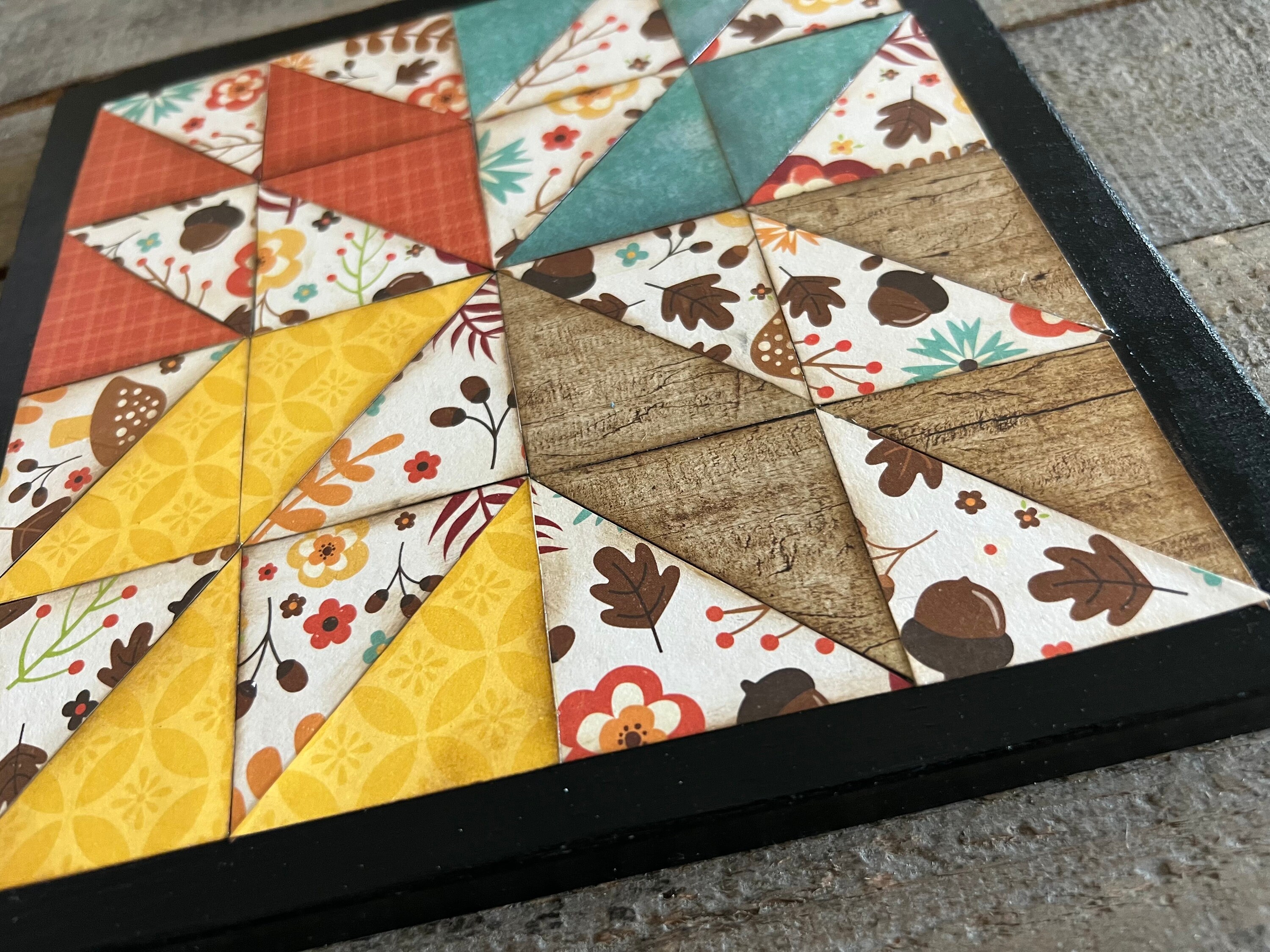 Fall Paper Quilt Block, Shelf Sitter, Handmade, Autumn Decoration, Hand ...