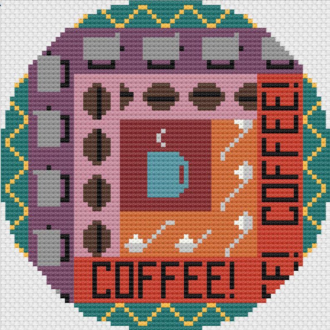 Coffee Quilt Style Needlepoint Pattern, Log Cabin Style Coffee Coaster ...